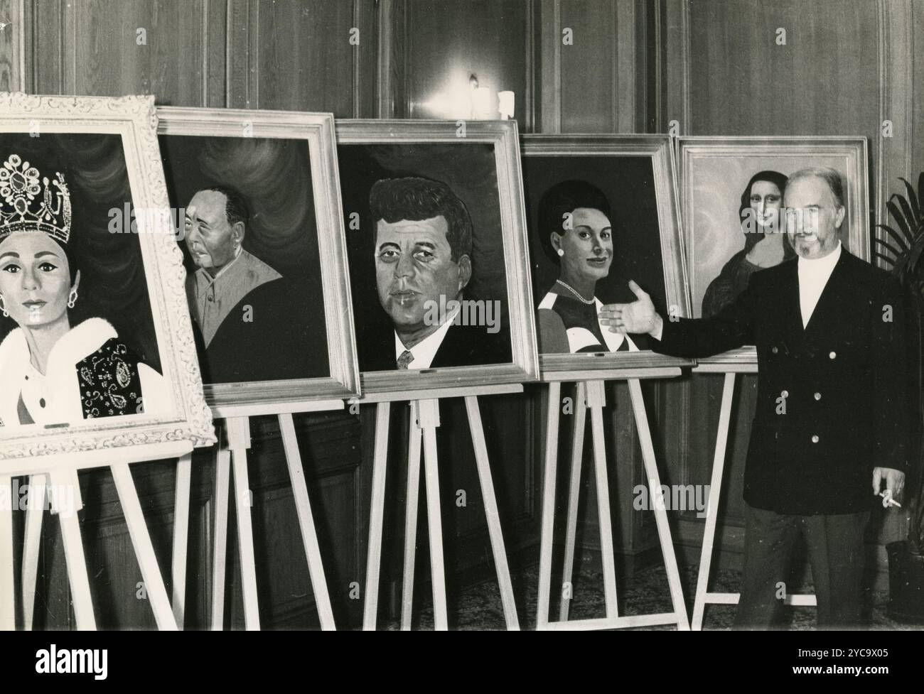 Italian painter Cesar C. and his painting portraits of famous people ...