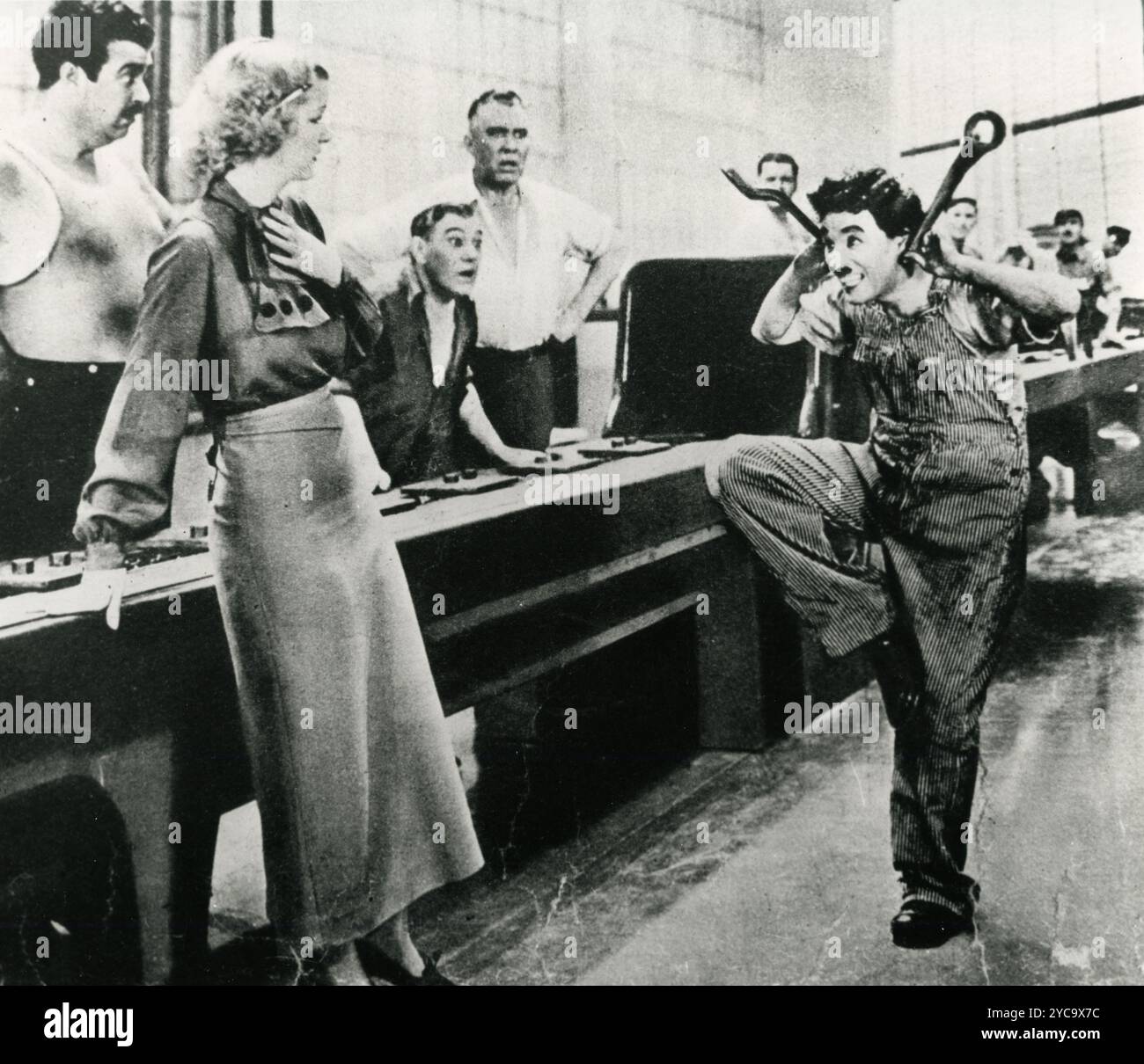 British actor Charlie Chaplin in the movie Modern Times, 1936 Stock ...