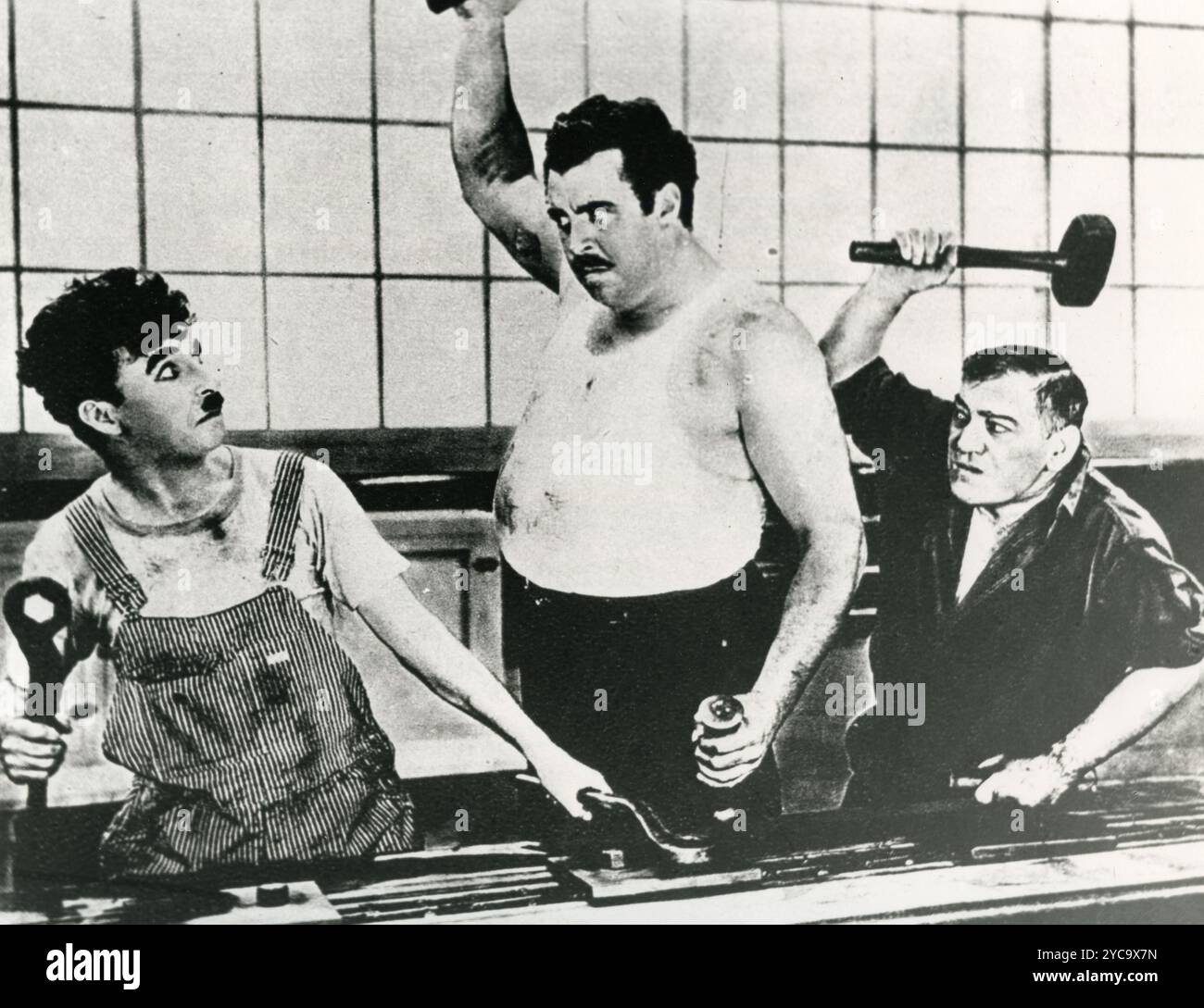 British actor Charlie Chaplin in the movie Modern Times, 1936 Stock ...