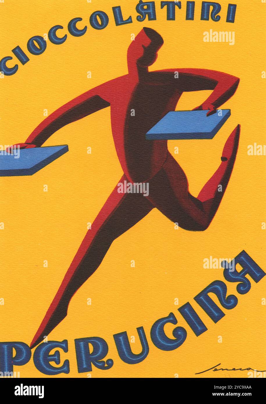 Vintage advertising of Italian chocolate factory Perugina, Italy 1920s ...
