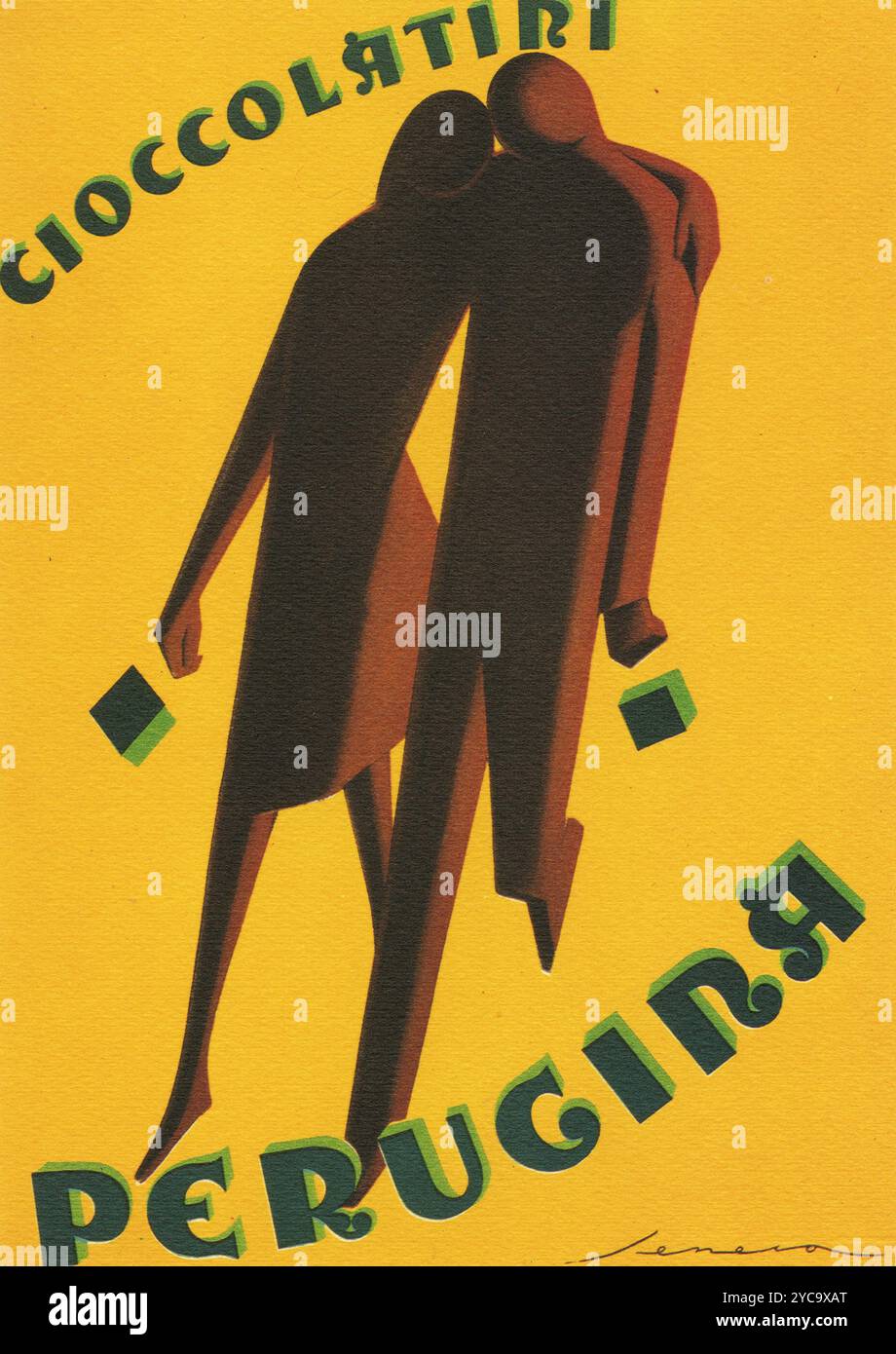 Vintage advertising of Italian chocolate factory Perugina, Italy 1920s ...