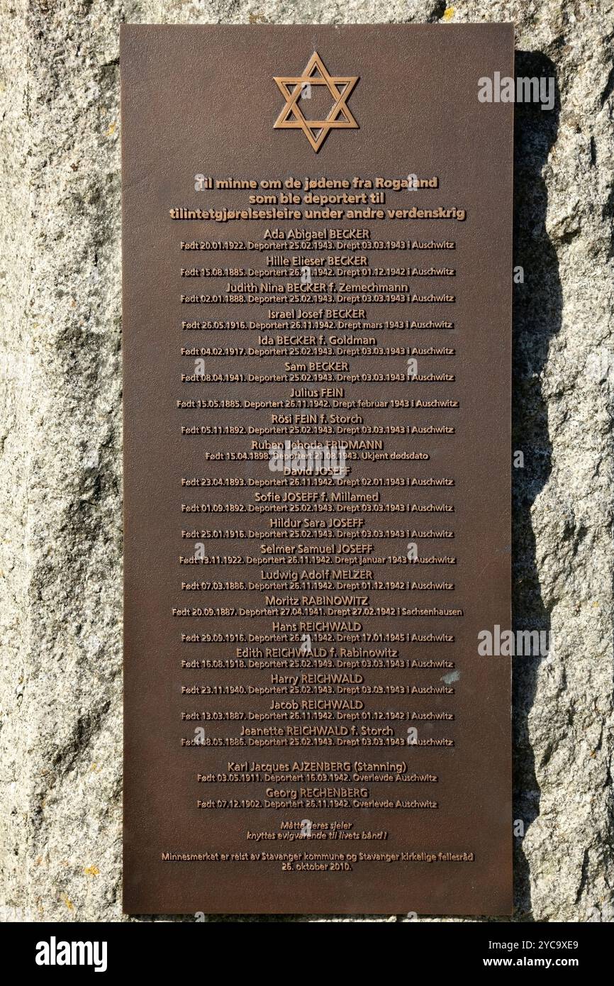 The Jewish Memorial at the Eiganes gravlund cemetery, Stavanger, Norway ...
