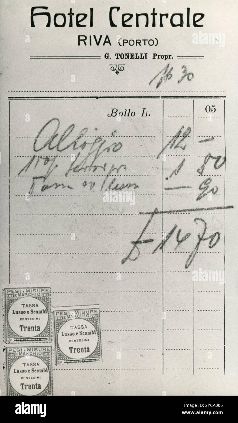 The invoice of an hotel from the 1930s, Italy Stock Photo - Alamy