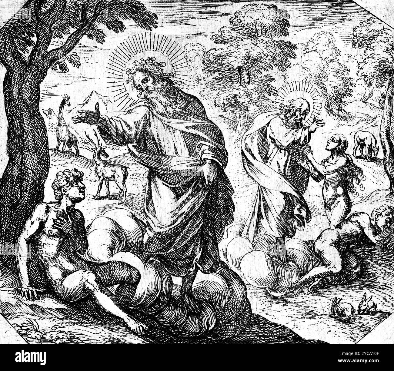 God Creating Adam and Eve (c 1600) by Antonio Tempesta (Italy, Florence ...