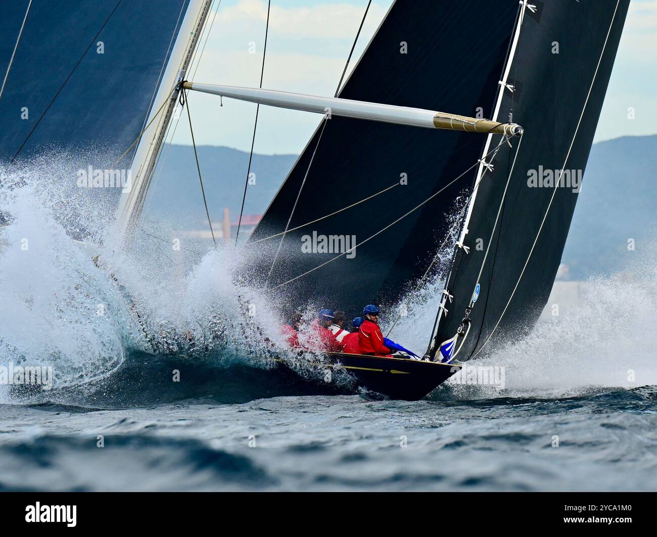 VELSHEDA, the 129’ / 39.25 m J Class yacht, competing in the very windy ...