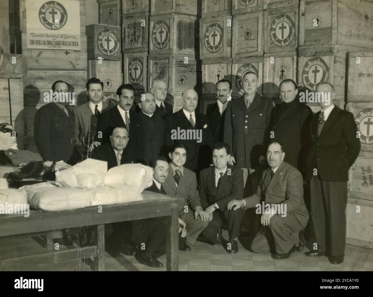 Group photo of the War Relief Service people, Vatican City 1950s Stock ...