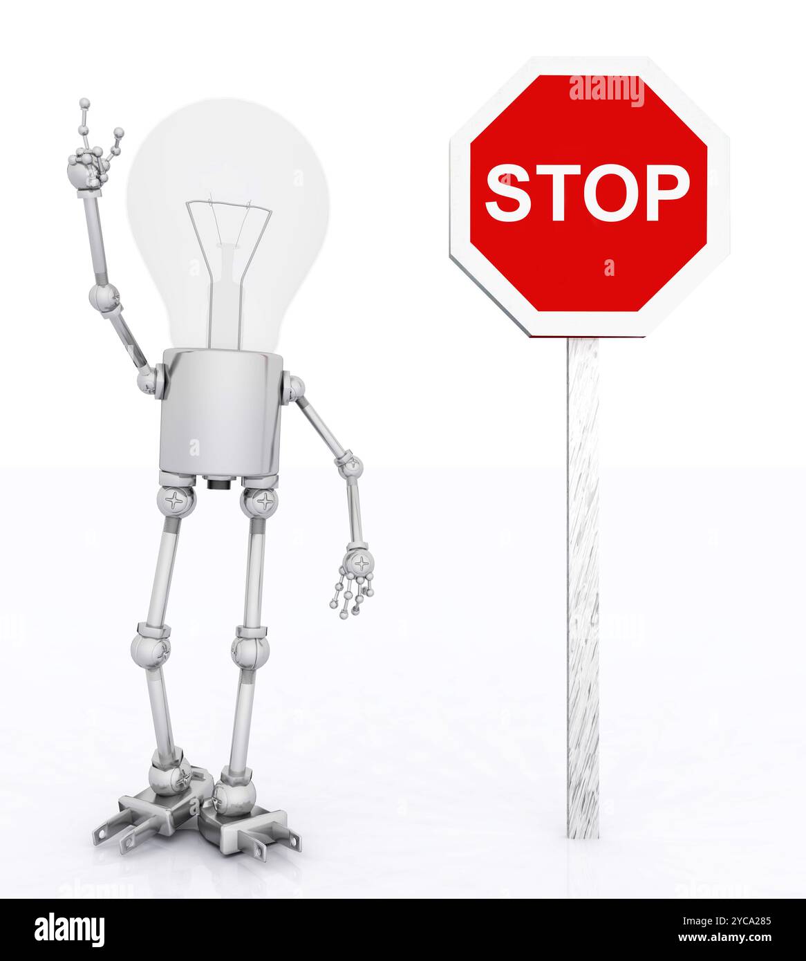 Light bulb figure and stop sign Stock Photo - Alamy