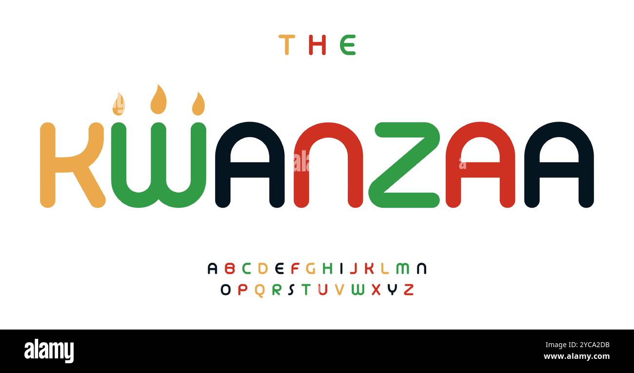 Festive rounded alphabet, bold sleek letters, vibrant colorful font for ...