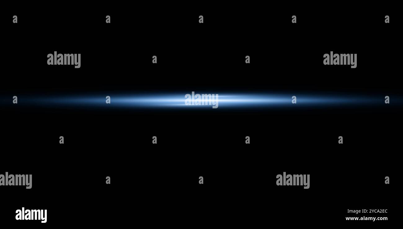 Blue glare star rays light effect, vector glowing light flashes ...