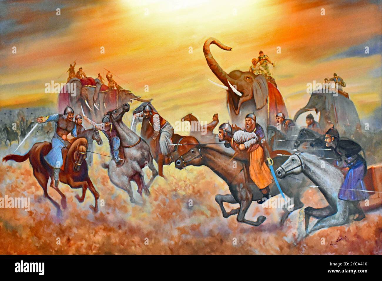 Painting of the Battle of Tarain, featuring Prithviraj Chauhan, the ...