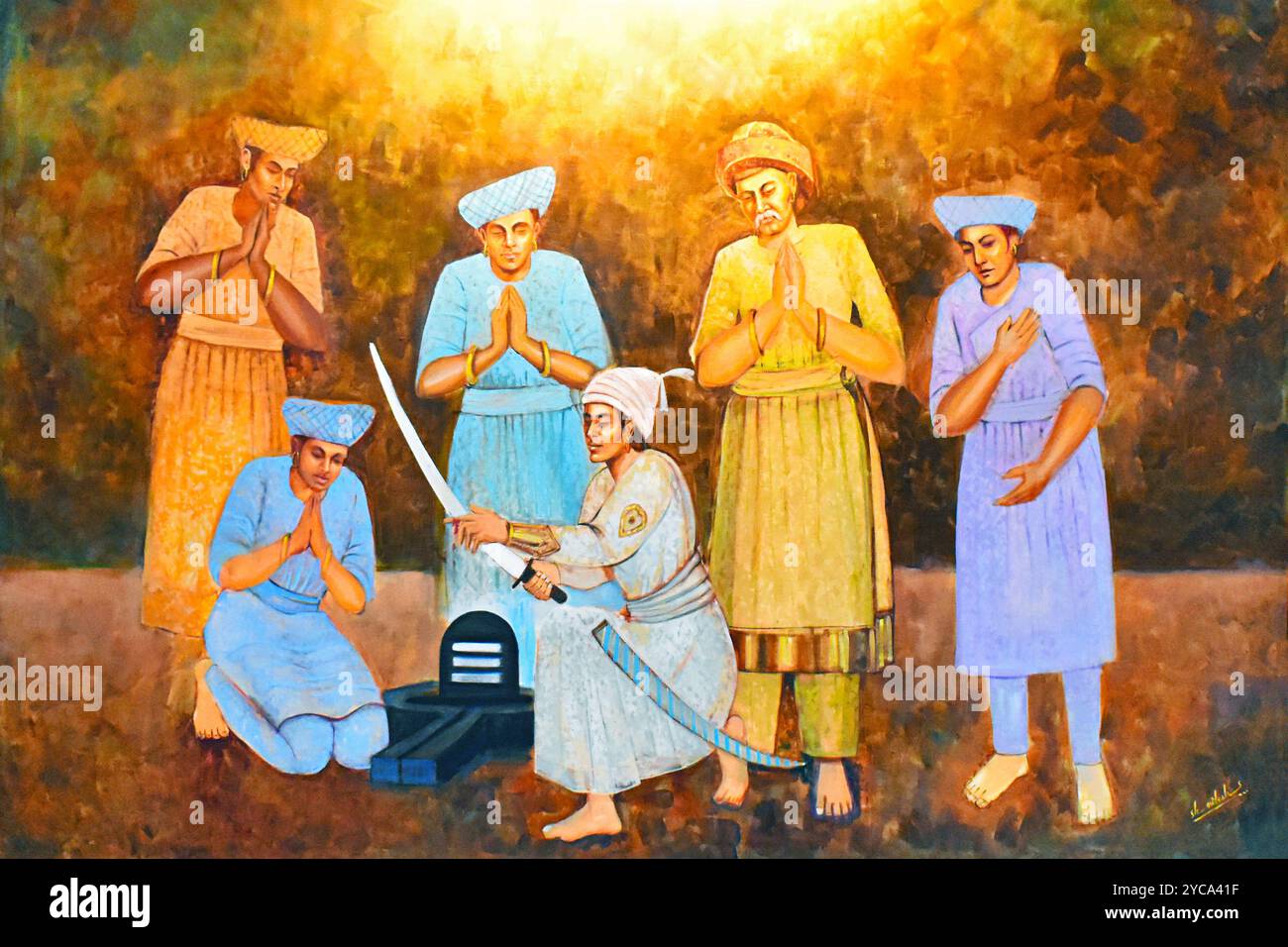 Painting of Swaraj Shapath, depicting Shivaji taking an oath to ...