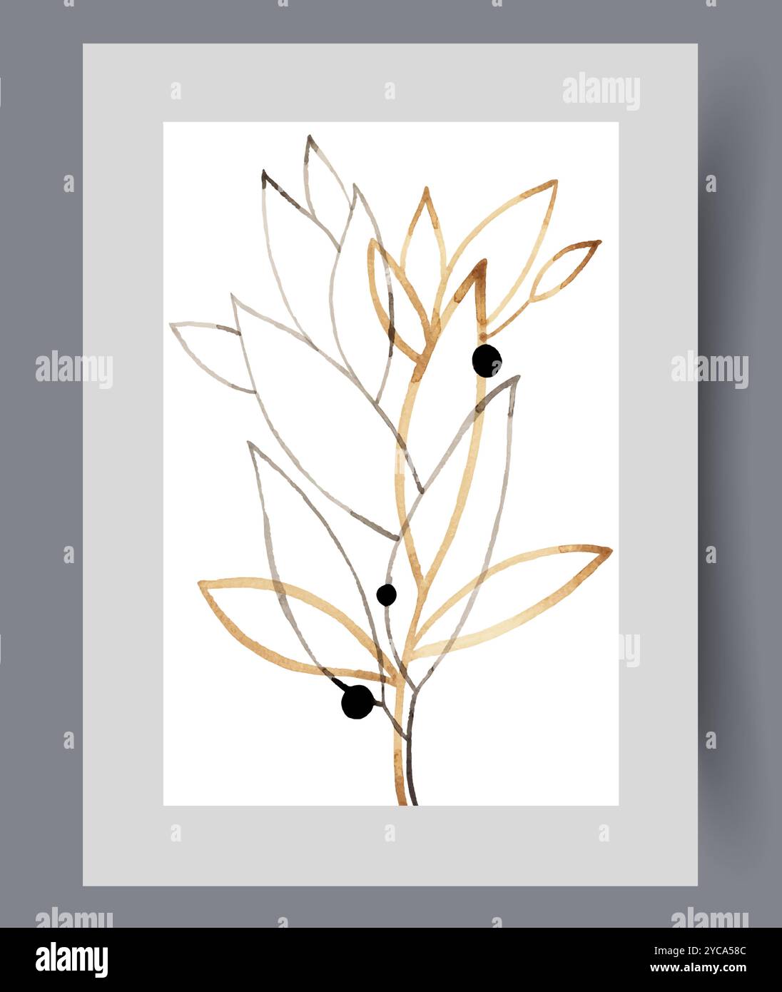 Tree branch with outline of petals of different shades for wall art on ...