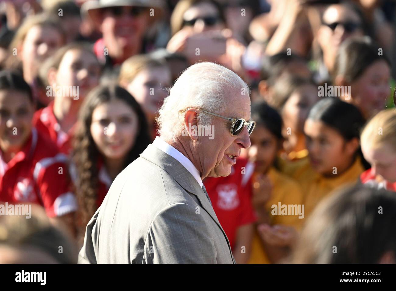 Britain's King Charles III meets members of the public during a visit ...