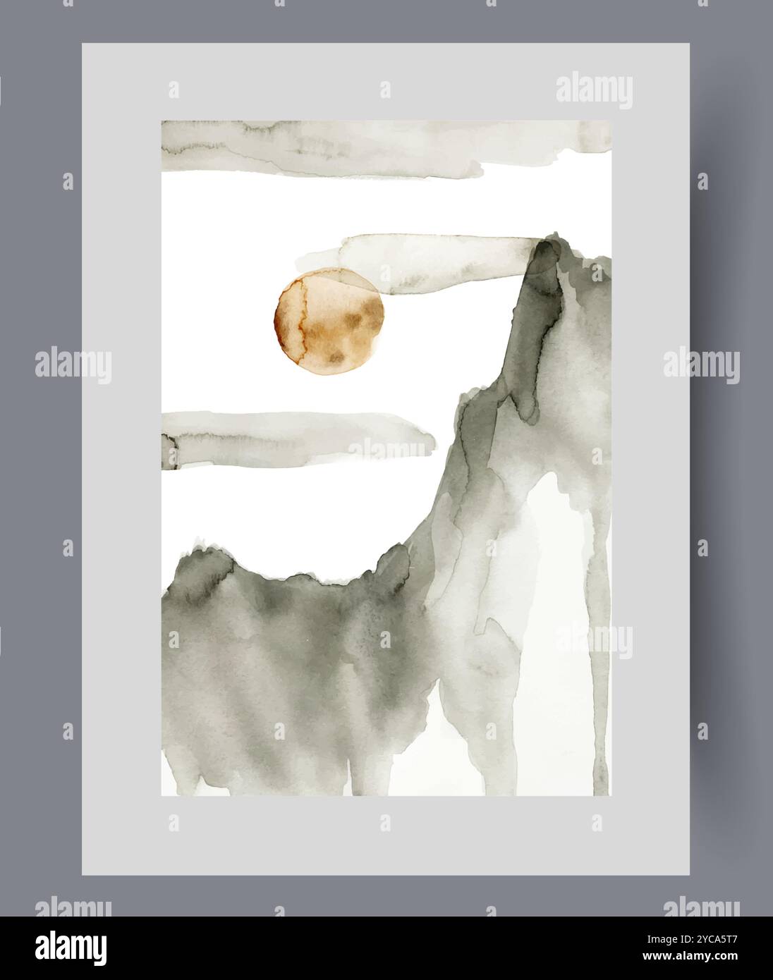 Full moon over lonely rock, with rare clouds floating across sky, on ...