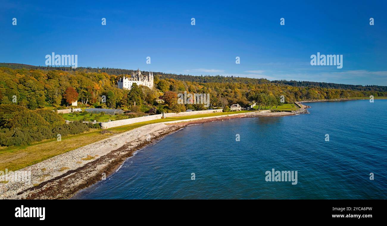 Dunrobin Castle Golspie Sutherland Scotland sea and stone beach the ...