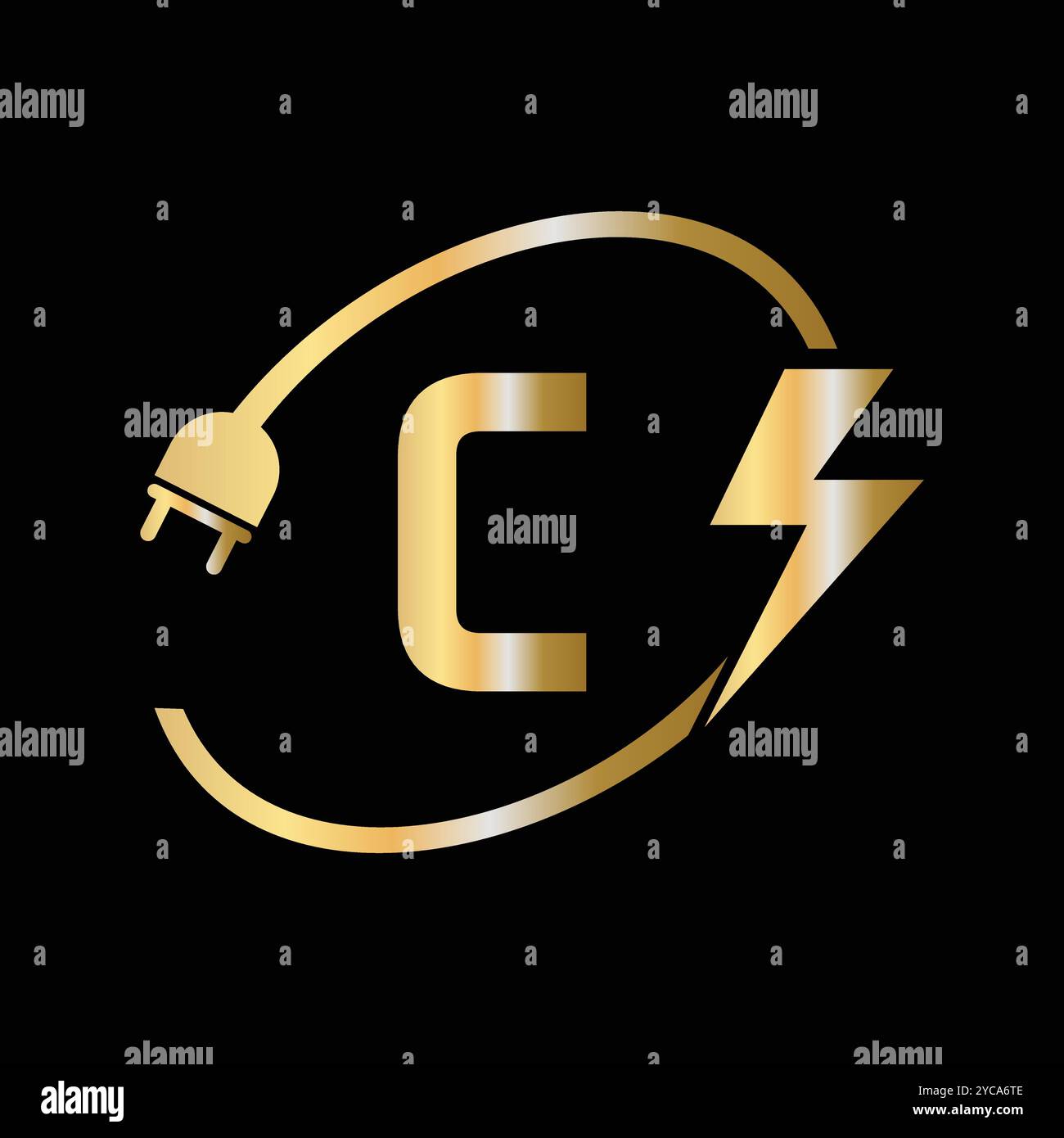 Letter C Electrical Logo Concept With Electric Plug and Power Symbol ...