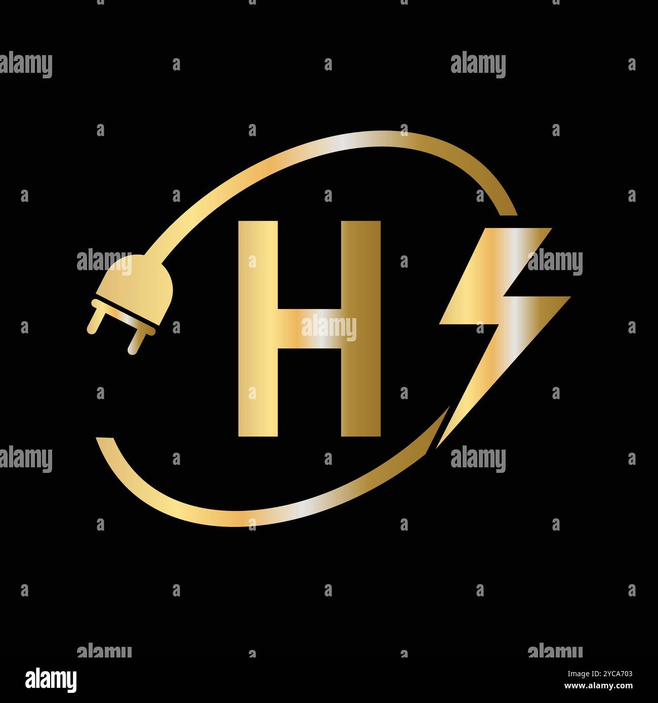 Letter H Electrical Logo Concept With Electric Plug and Power Symbol ...
