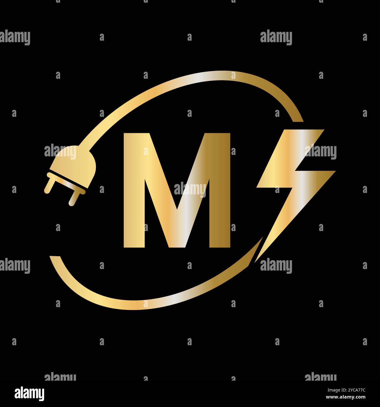 Letter M Electrical Logo Concept With Electric Plug and Power Symbol ...