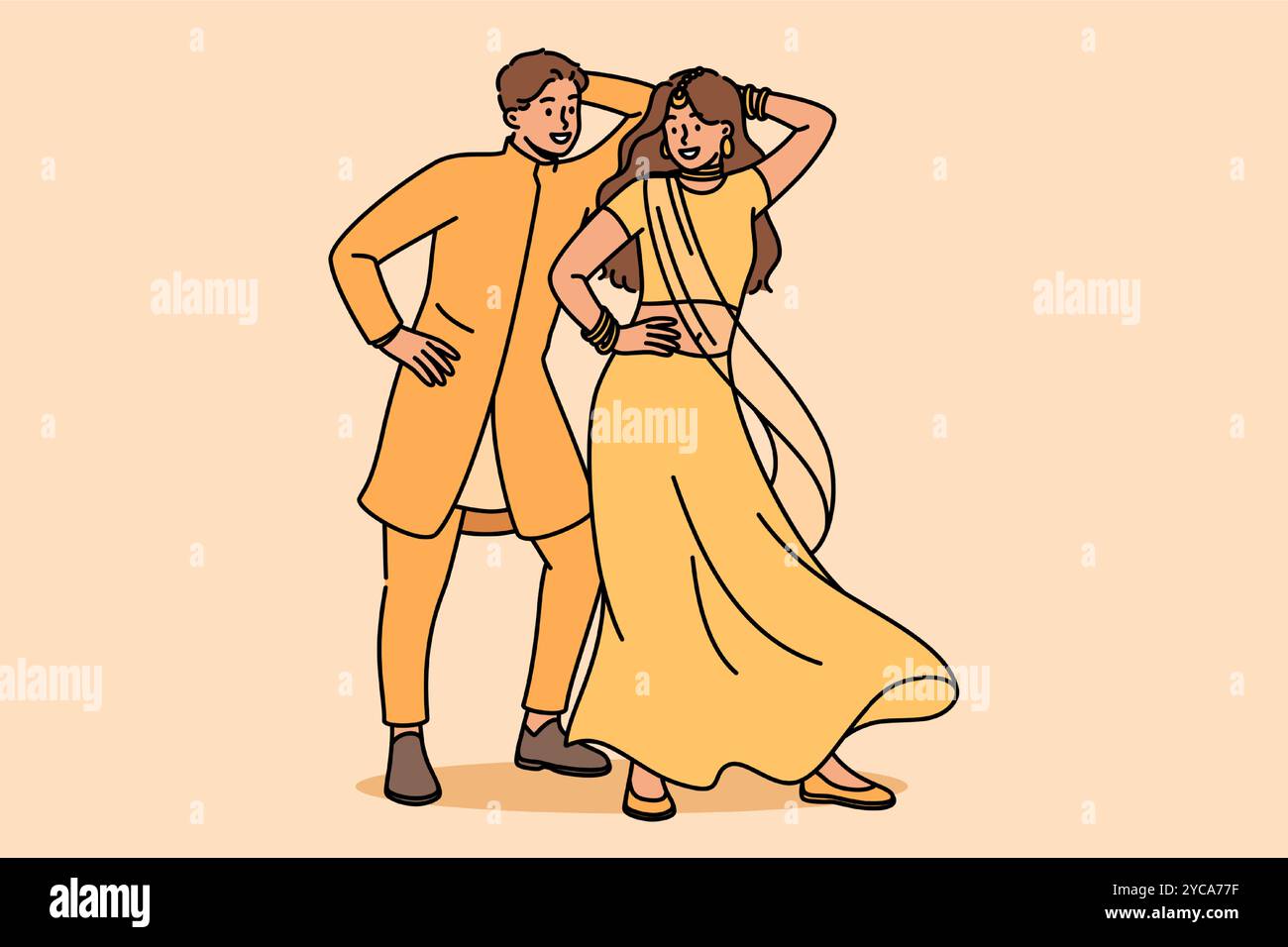 Indian couple performs ritual mating dance, moving rhythmically to ...