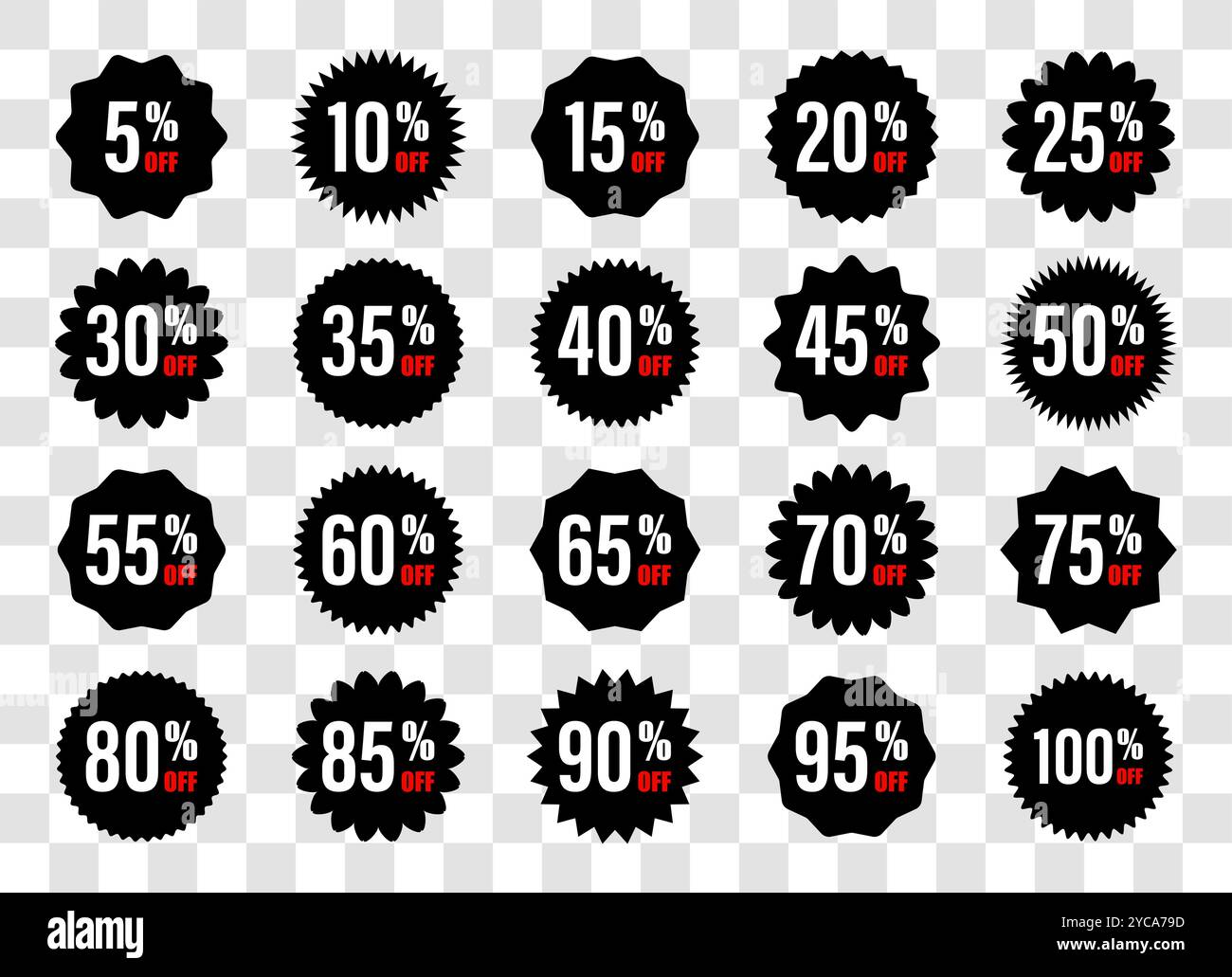 Starburst price. Set of Zigzag edge circle shapes. Flat Design elements ...