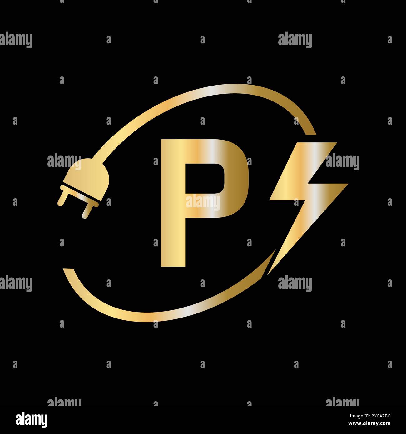 Letter P Electrical Logo Concept With Electric Plug and Power Symbol ...