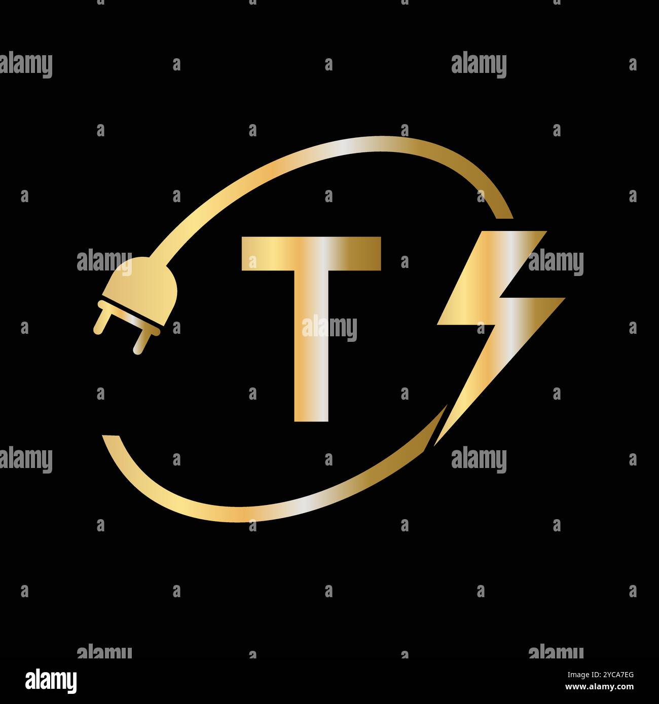 Letter T Electrical Logo Concept With Electric Plug and Power Symbol ...