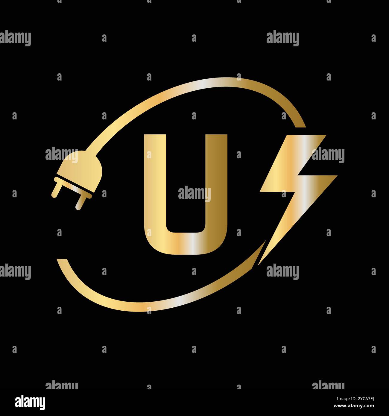 Letter U Electrical Logo Concept With Electric Plug and Power Symbol ...