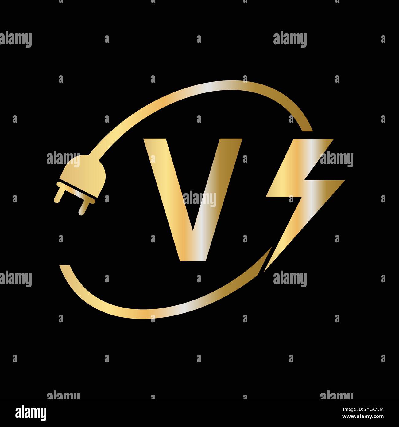 Letter V Electrical Logo Concept With Electric Plug and Power Symbol ...