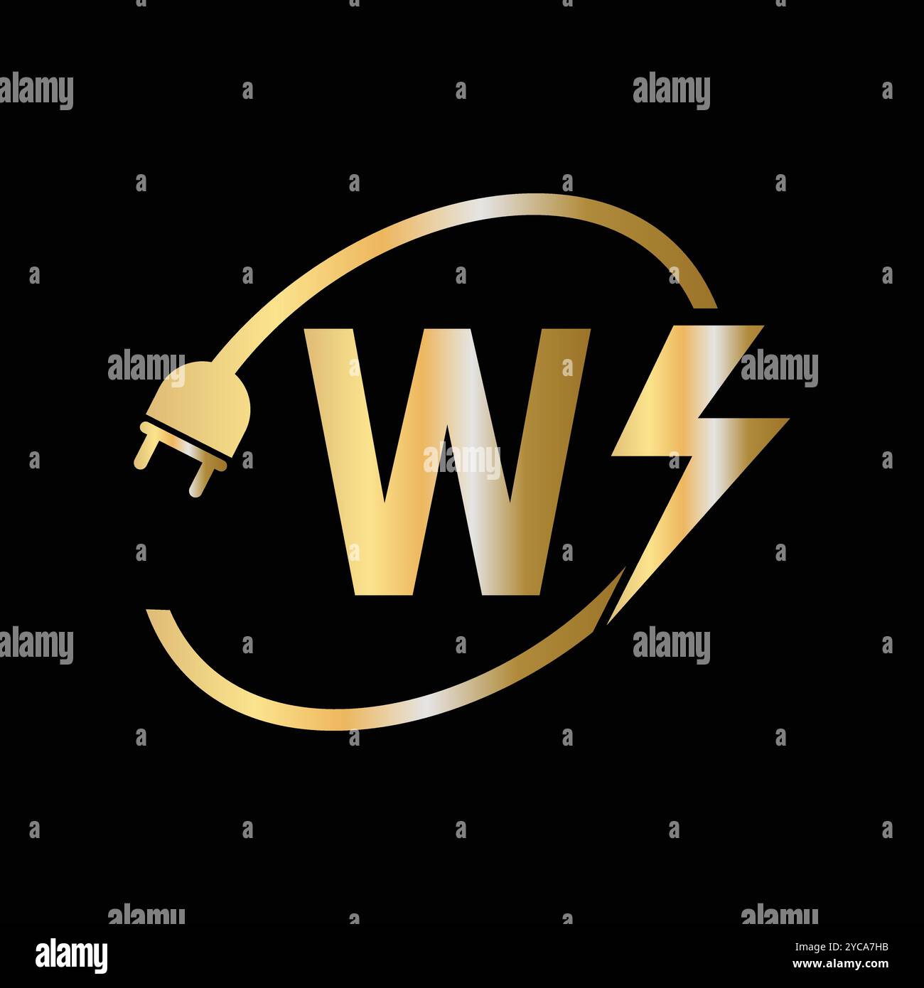 Letter W Electrical Logo Concept With Electric Plug and Power Symbol ...