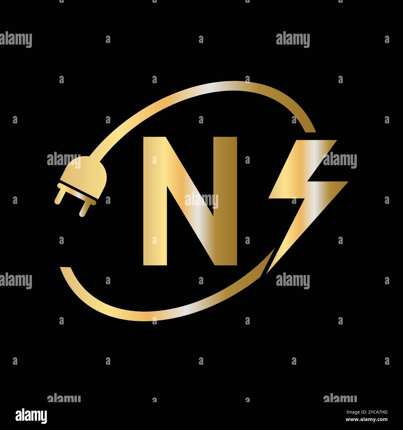 Letter N Electrical Logo Concept With Electric Plug and Power Symbol ...