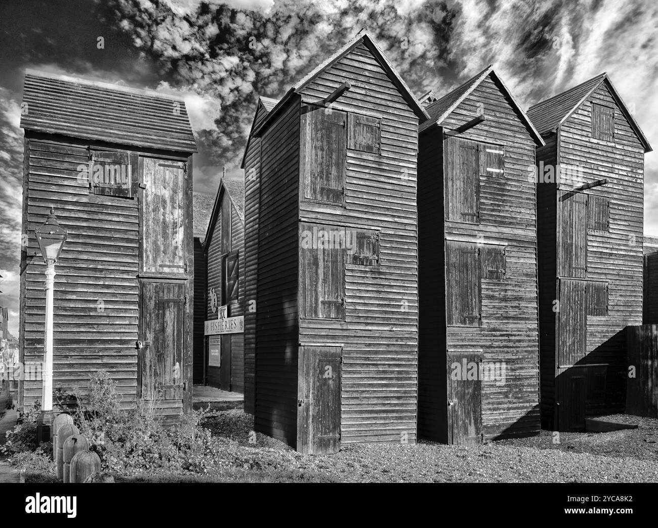 Listed shops Black and White Stock Photos & Images - Alamy