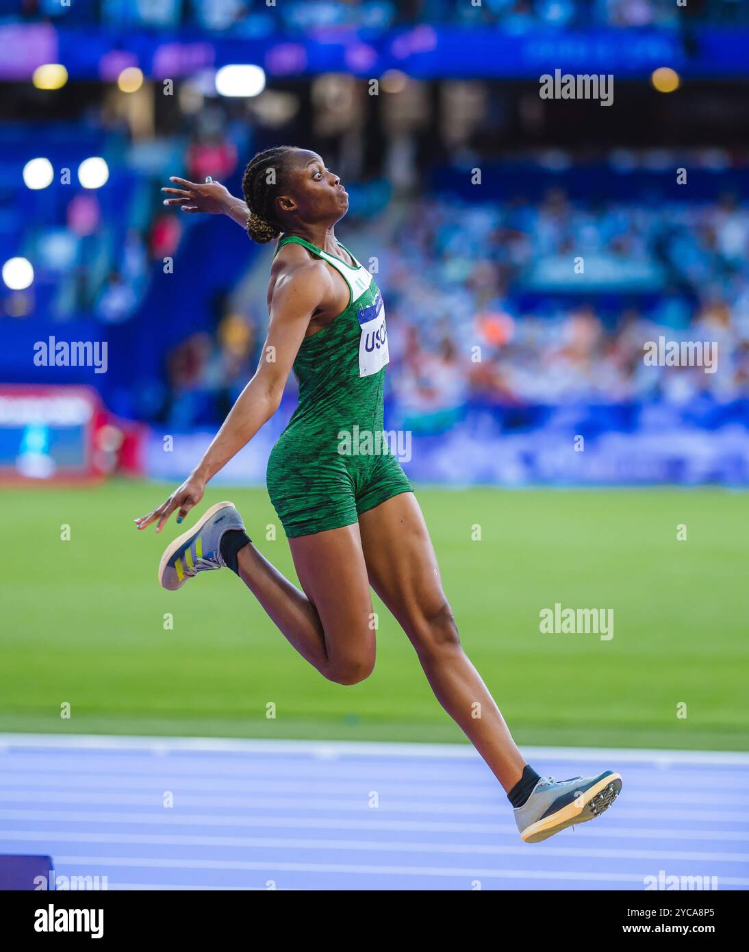 Ruth Usoro participating in the long jump at the Paris 2024 Olympic ...