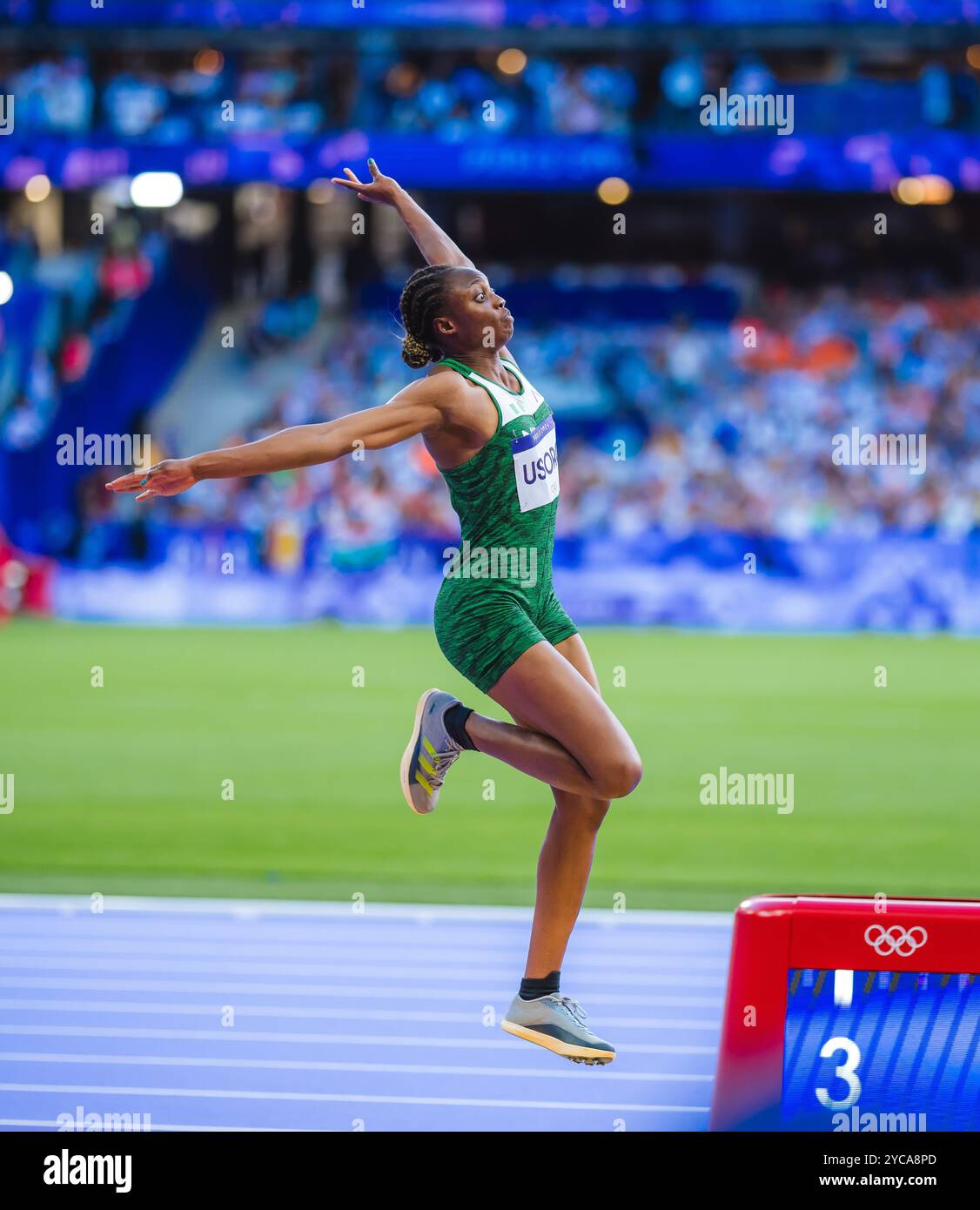 Ruth Usoro participating in the long jump at the Paris 2024 Olympic ...