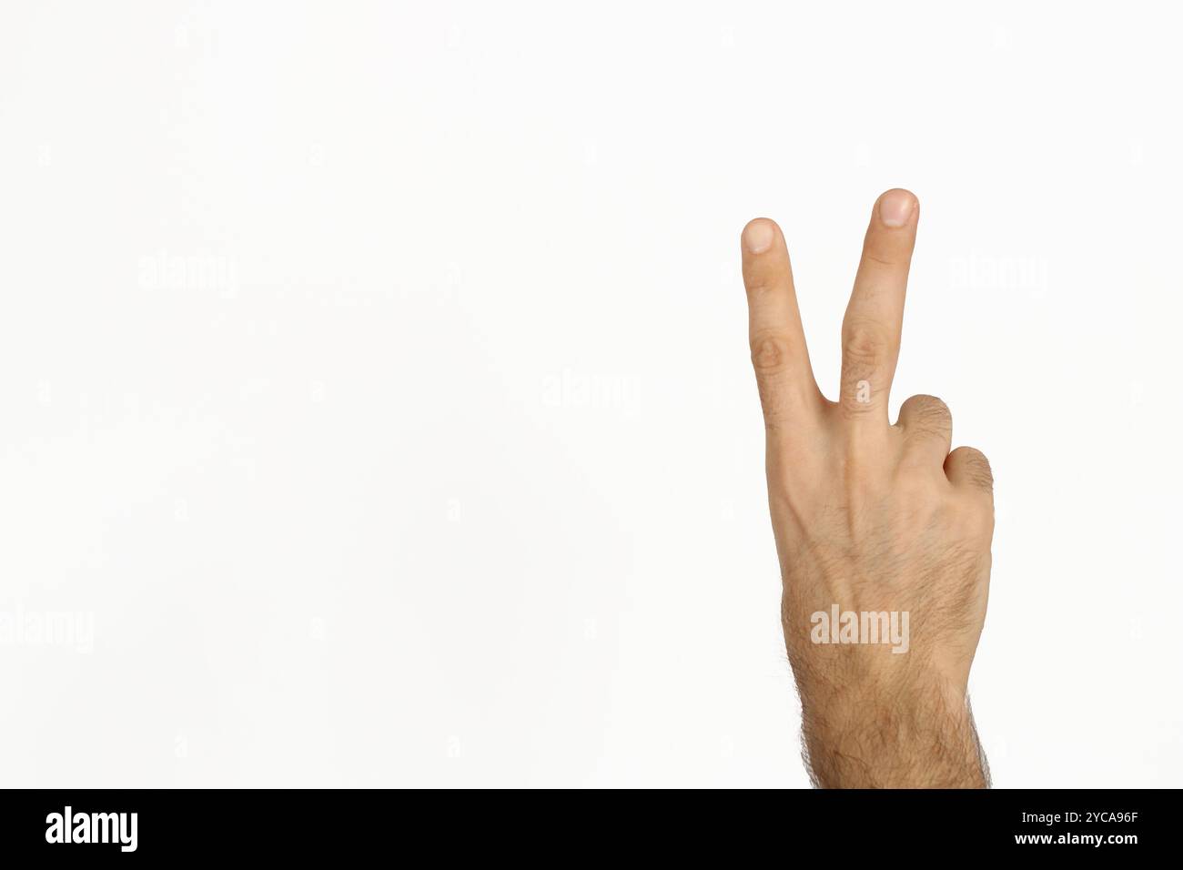 Hand of Turkish man over white isolated background, counting number 2 ...