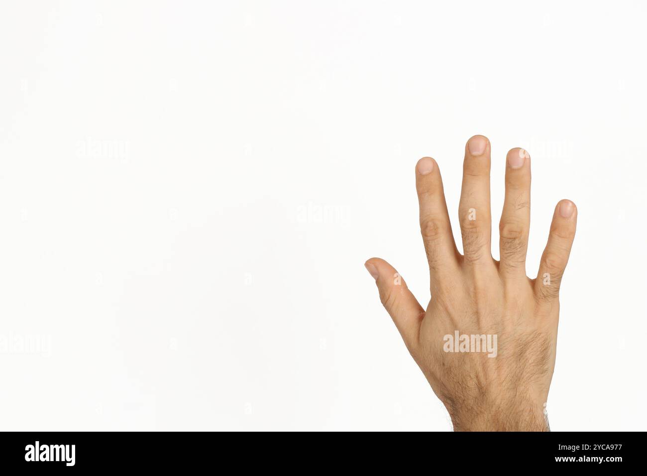 Hand of Turkish man over white isolated background, counting number 5 ...