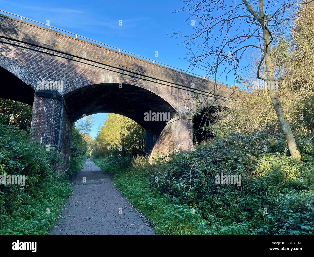 Viaduct at Wheelock rail trail, former train track, now public footpath ...