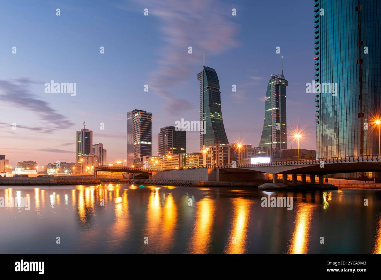 Bahrain Financial Harbor, Harbor Towers, Bahrain Skyline view sunset ...