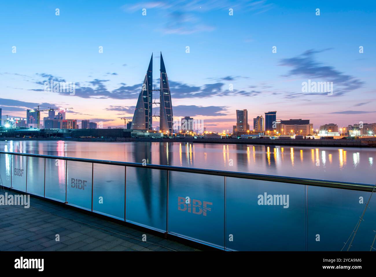 World Trade Center skyscraper and skyline of Manama City Bahrain Stock ...