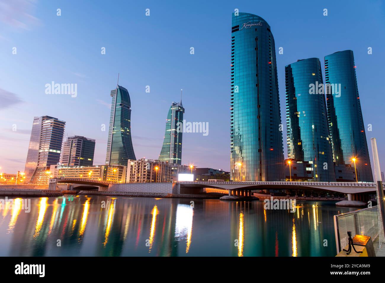 Bahrain Financial Harbor, Harbor Towers, Bahrain Skyline view sunset ...