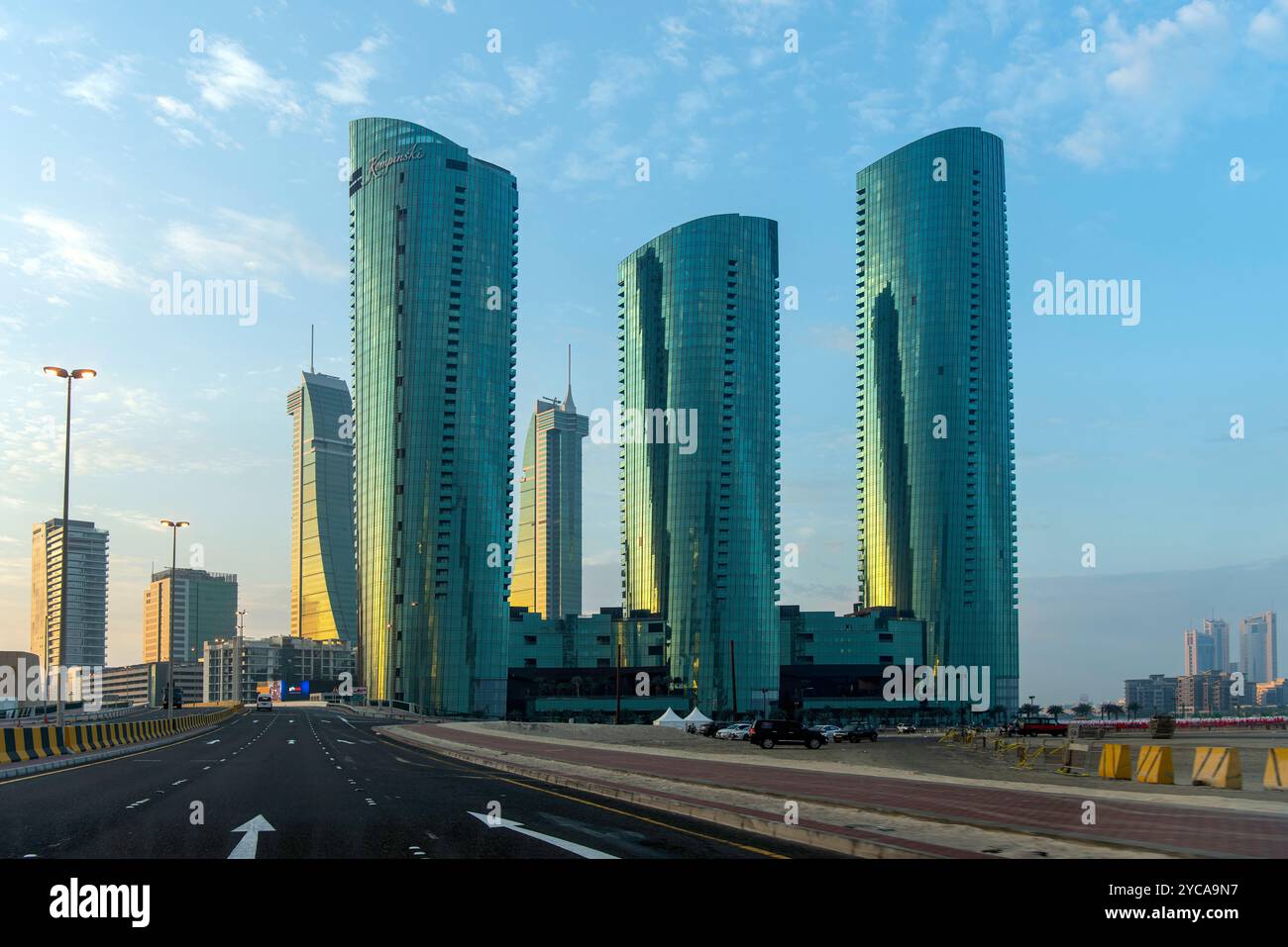 Bahrain Financial Harbor, Harbor Towers, Bahrain Skyline view sunset ...