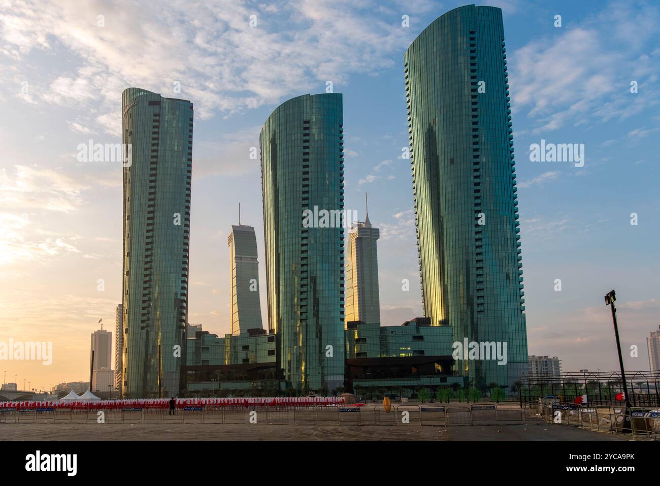 Bahrain Financial Harbor, Harbor Towers, Bahrain Skyline view sunset ...