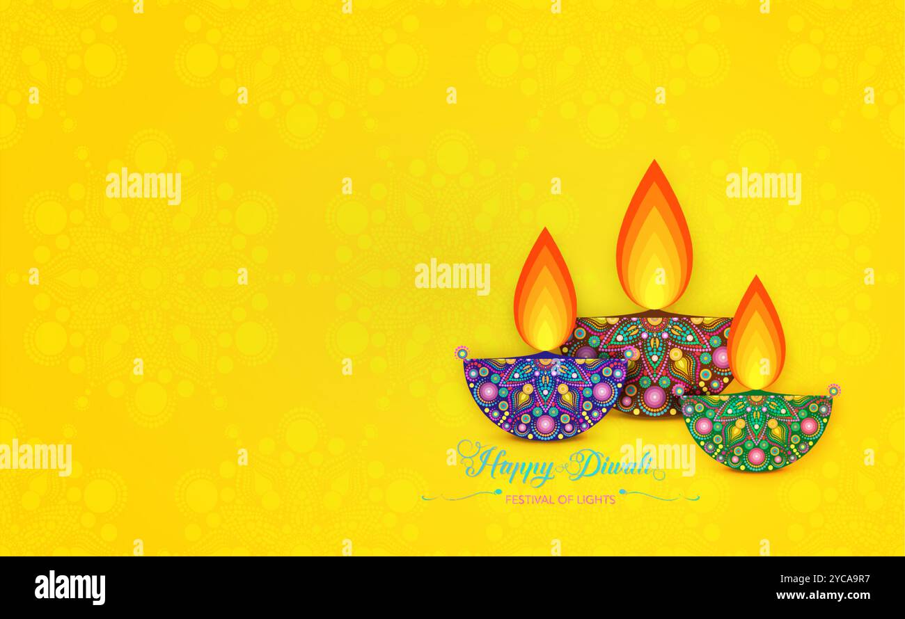 Happy Diwali Festival of Lights India Celebration template. Graphic ...