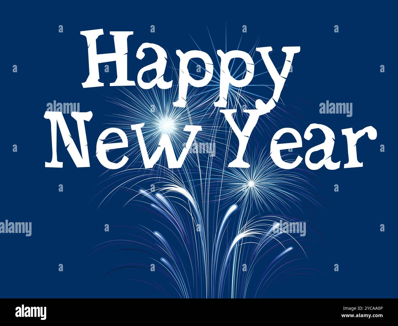 Blue background with fireworks and the words Happy New Year. The ...