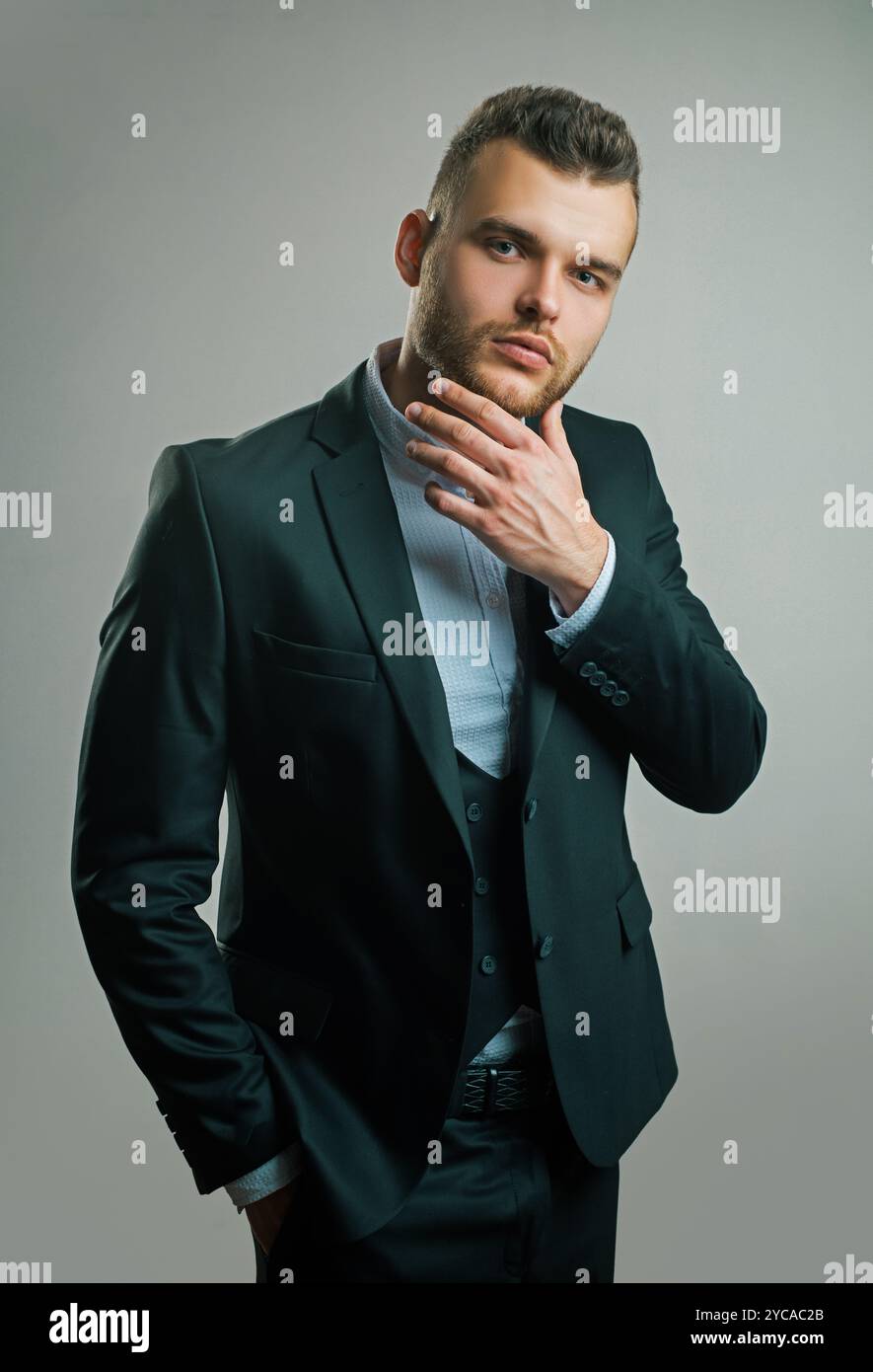 Luxury mens clothing. Man in suit. Classical costume. Mans Fashion ...