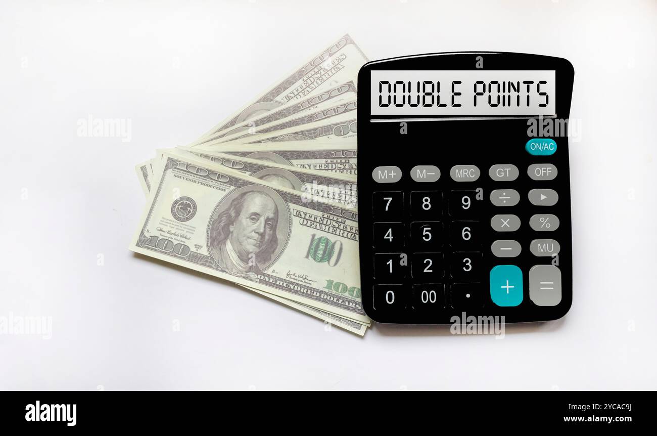 The text on the calculator display with double points on a white ...