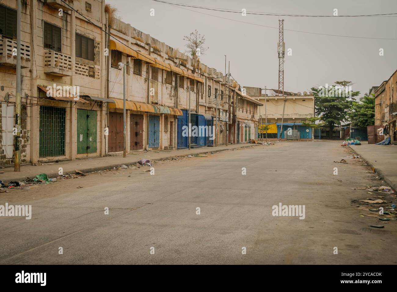 The empty street of Banjul city, a capital of Gambia, an poor county in ...