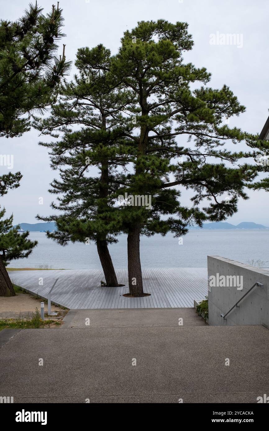 Grounds of the Benesse House Museum on the srt island of Naoshima Japan ...