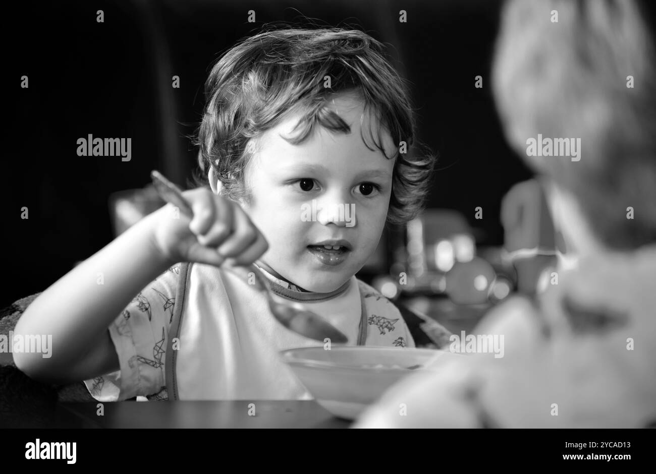Cute baby child eat food, babies eating. Kid boy eating healthy food ...