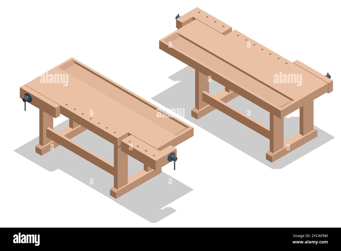 Isometric wood carpenter s workbench. Production of furniture to order ...