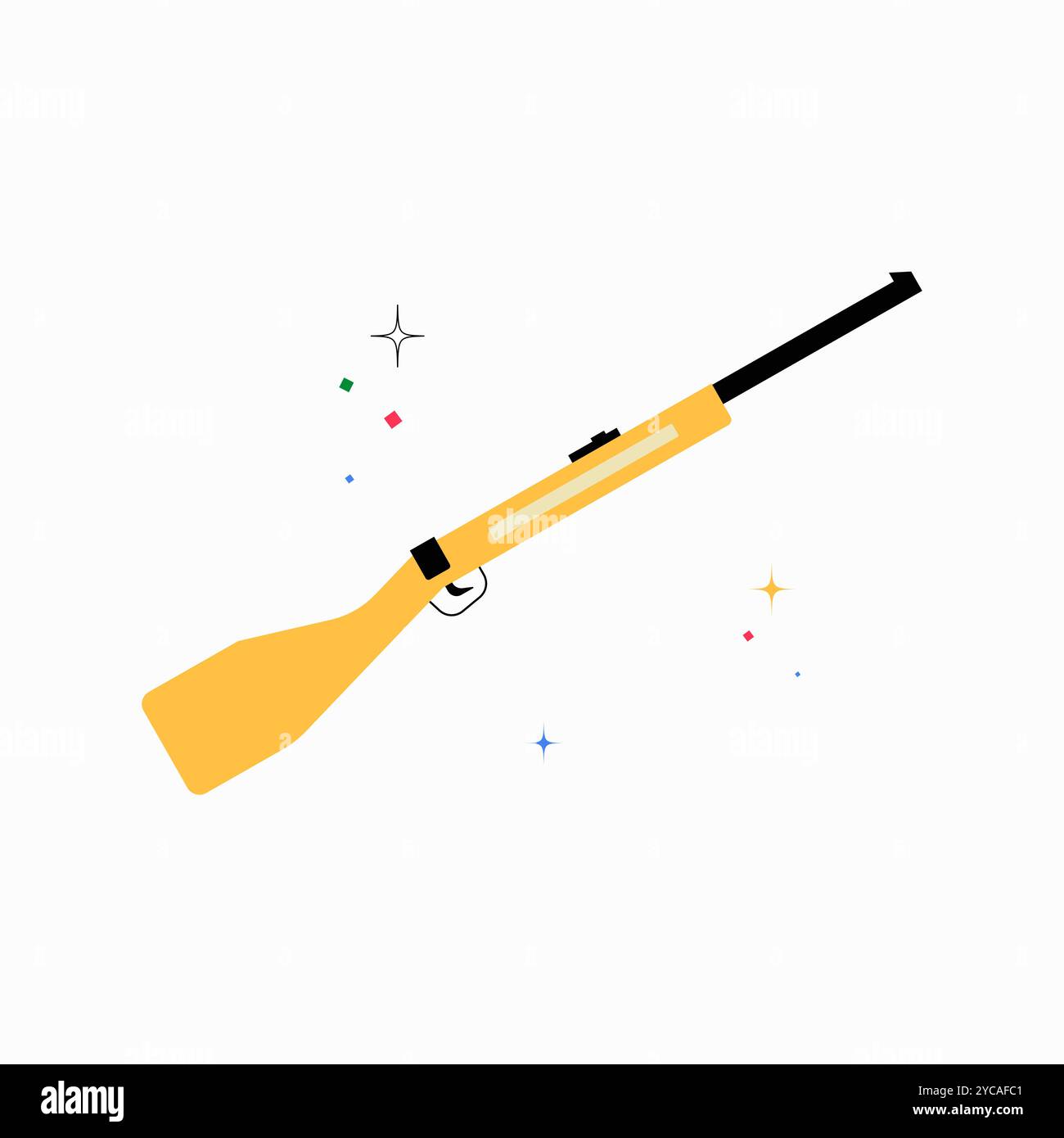 Yellow Rifle In Flat Vector Illustration Symbolizing Hunting Gear ...
